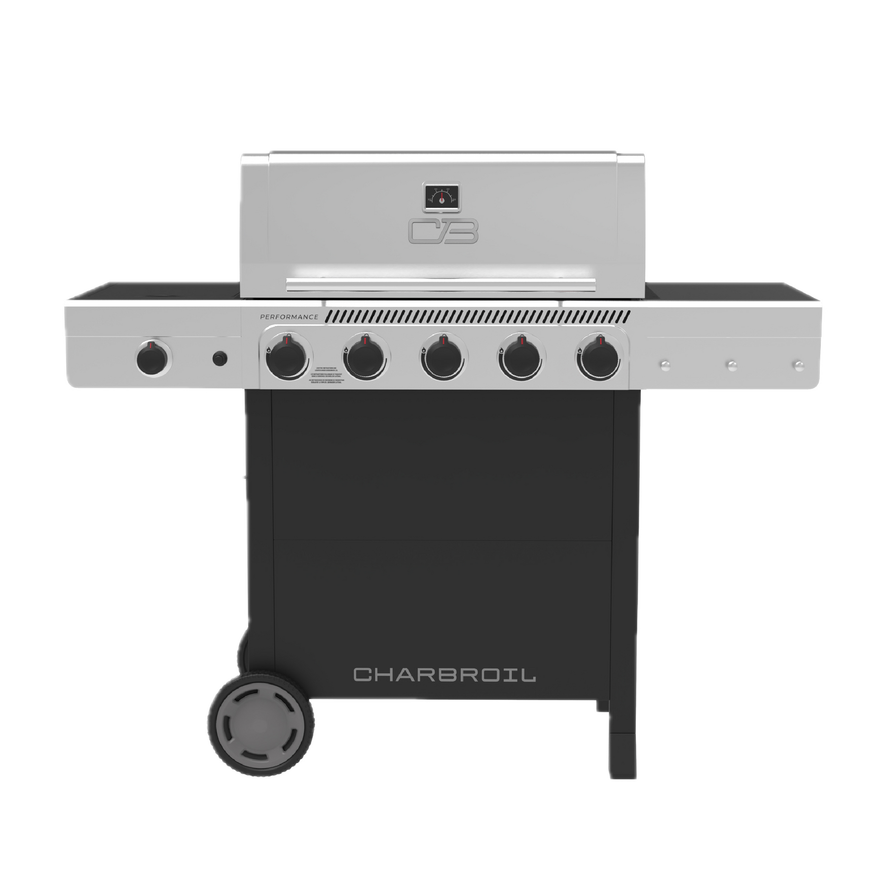 Performance Series™ 5 Burner Cart Gas Grill with Side Burner Black Sta