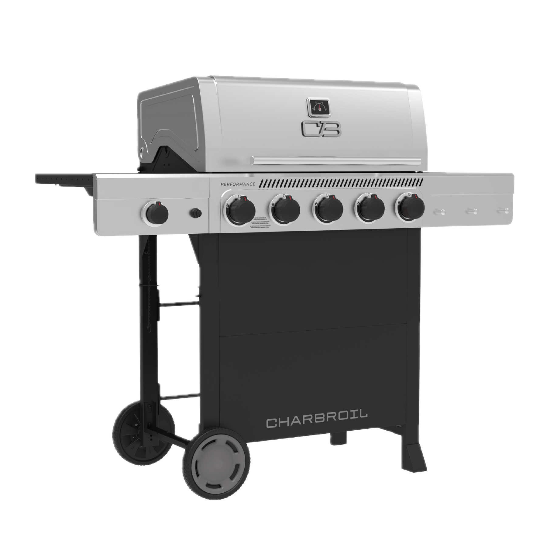 Performance Series™ 5 Burner Cart Gas Grill with Side Burner Black Sta