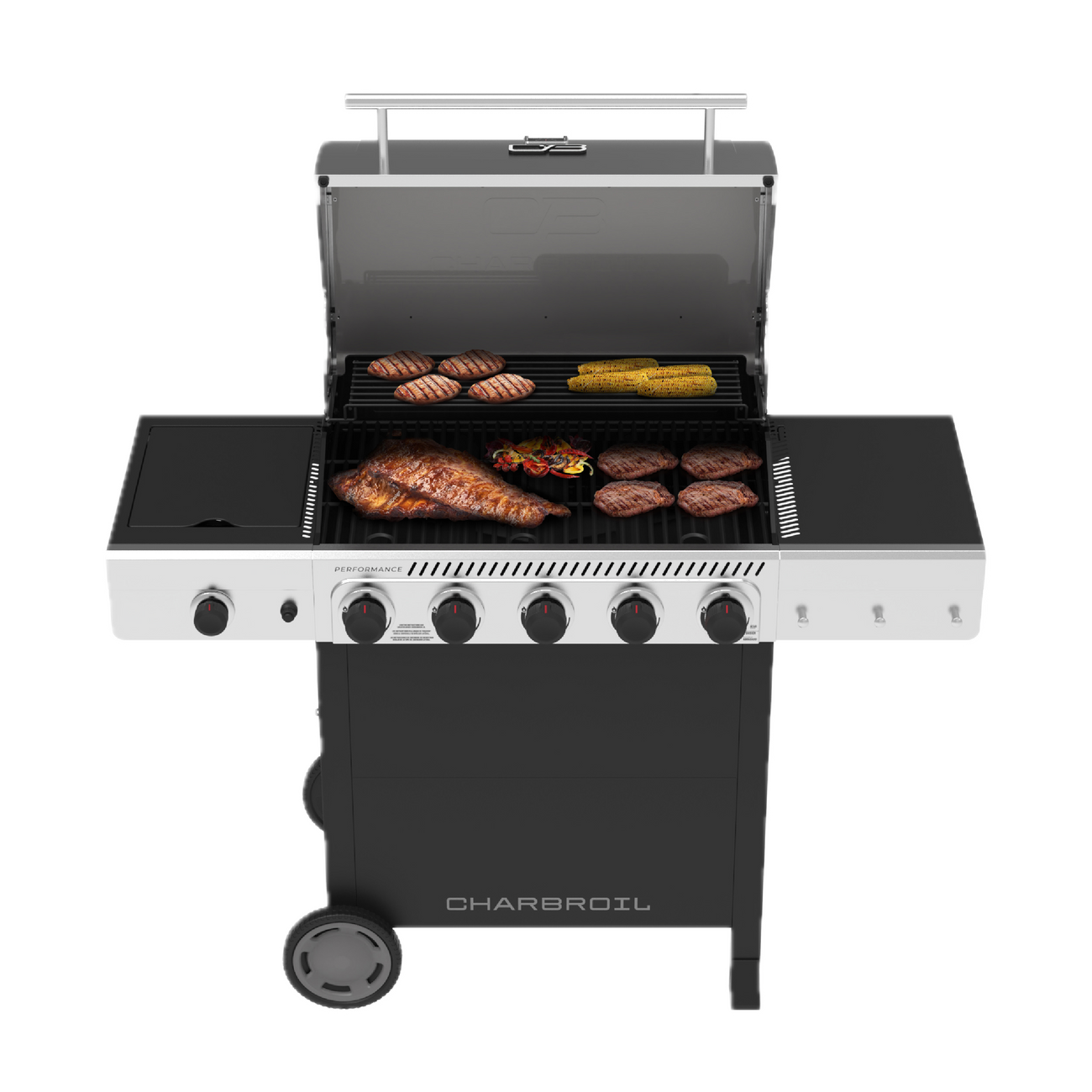 Performance Series™ 5 Burner Cart Gas Grill with Side Burner Black Sta